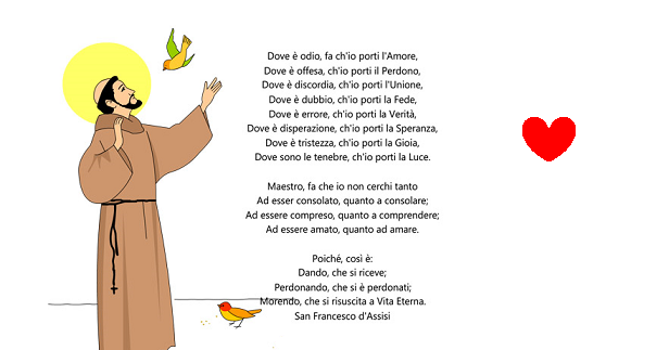 Recitiamo la 'Preghiera semplice' di San Francesco per chiedere la PACE ... Recitiamo la 'Preghiera semplice' di San Francesco per chiedere la PACE ...